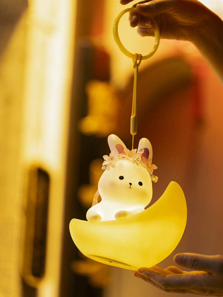 中秋节2024新款玉兔灯笼diy儿童兔子小夜灯礼物国风花灯装饰-阿里巴巴