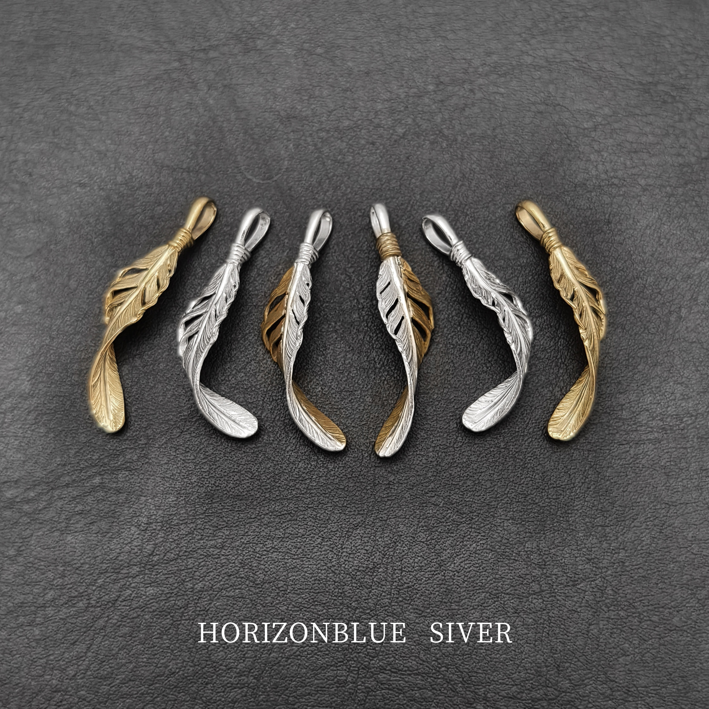 HORIZONBLUE SILER卷羽毛吊坠：925纯银项链，男女通用潮流手工银饰，你值得拥有的时尚单品！-银饰吊坠-淘宝好物网