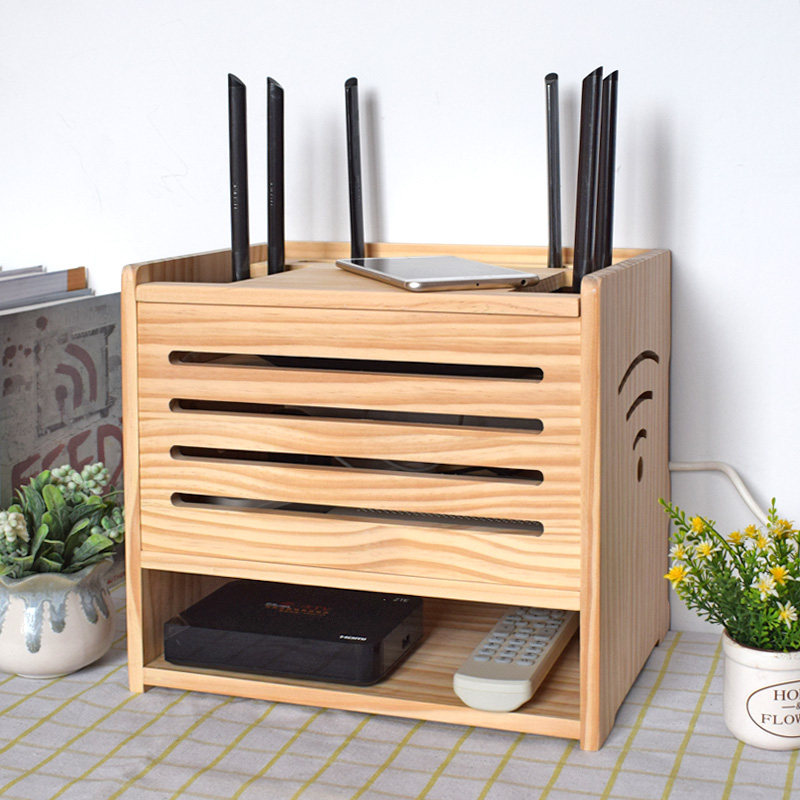 Desktop Wireless Router STORAGE BOX SOLID WOOD WIFI SET-TOP BOX SUB ...