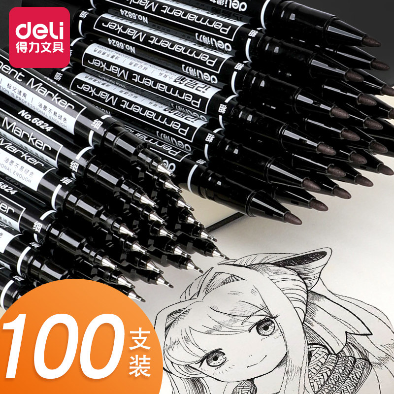 Del marker pen double-head Hook pen black thickness two oil pen marker ...