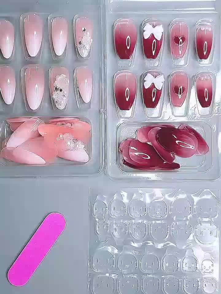 Wholesale Explosive Fake Nail 48pcs Hands And Feet Toe French Glitter ...