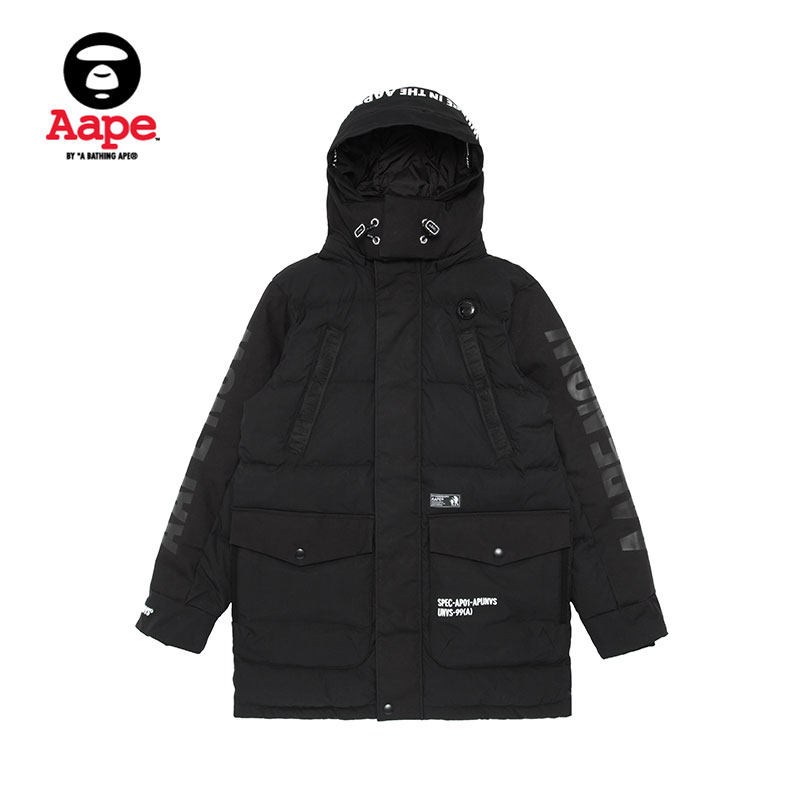 Aape men's autumn and winter letter print stitching multi-pocket hooded ...