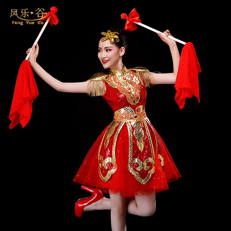 Chinese folk dance dresses dragon drum performance costume atmosphere ...