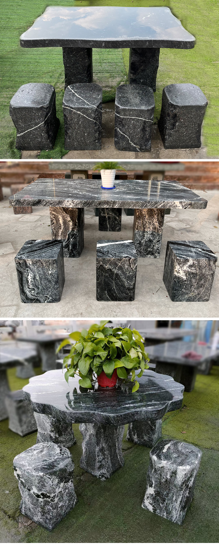 石桌石凳庭院花园一套户外家用天然大理石长方形桌花岗岩石头桌子-阿里巴巴