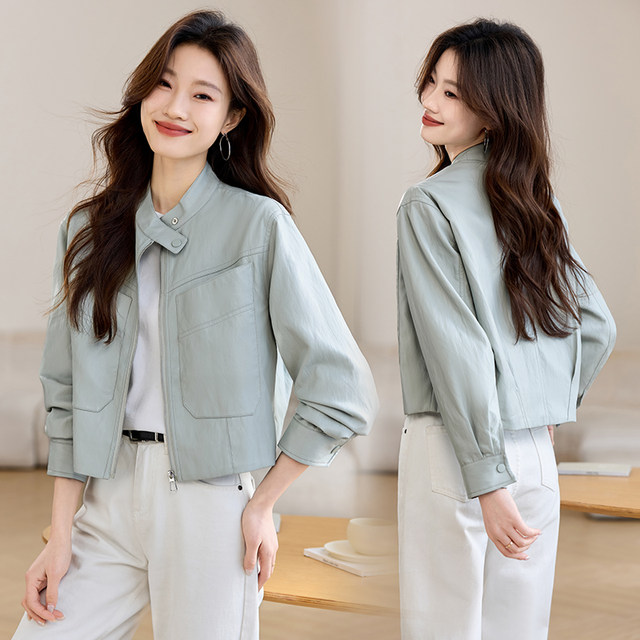 25 spring new short small leather jacket bright color versatile slim ...