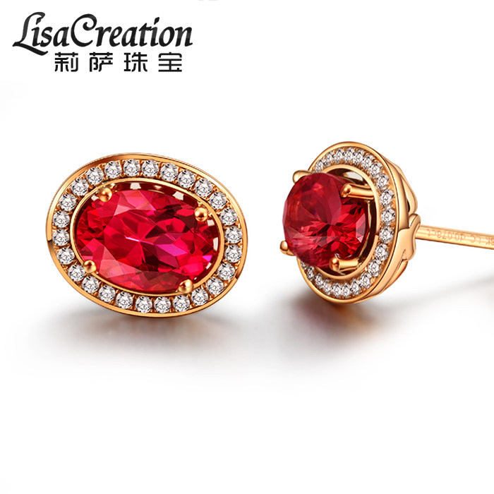 Lisa jewelry 2.2 carat natural pigeon blood tourmaline earrings: a ...
