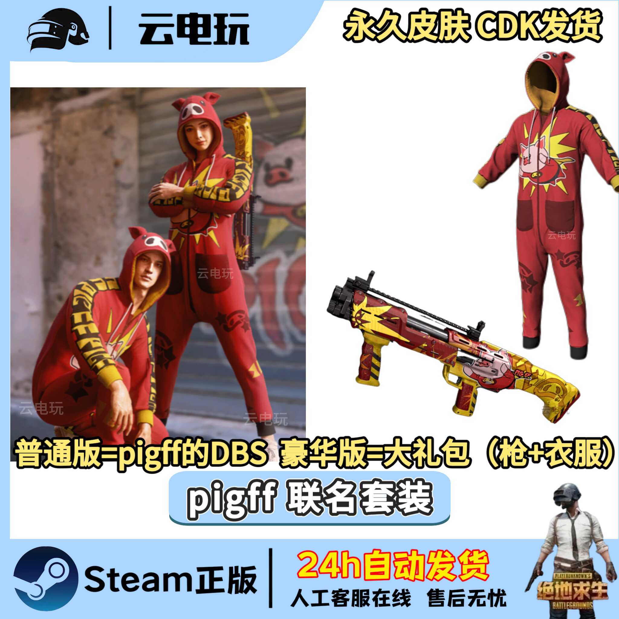 PUBG绝地求生pigff联名套装pigff的DBS猪芳芳DBS枪皮肤CDK兑换码