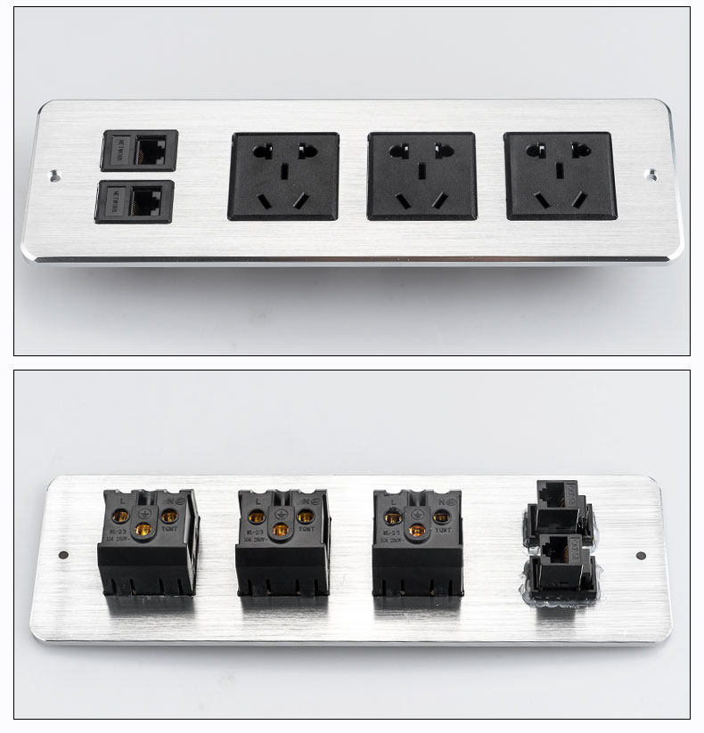 LP810 A款台面插座多媒体桌面插座嵌入式铝合金拉丝墙面屏风桌插-阿里巴巴