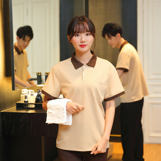 Property cleaning work clothes for women short-sleeved summer shopping ...