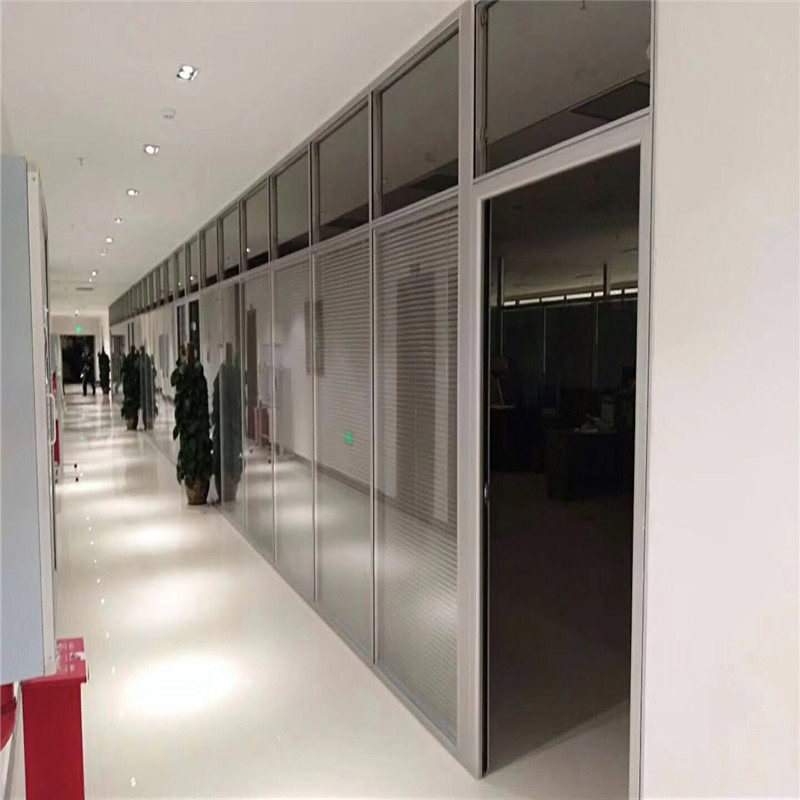 Shenzhen office high partition wall Double glass louver glass partition ...