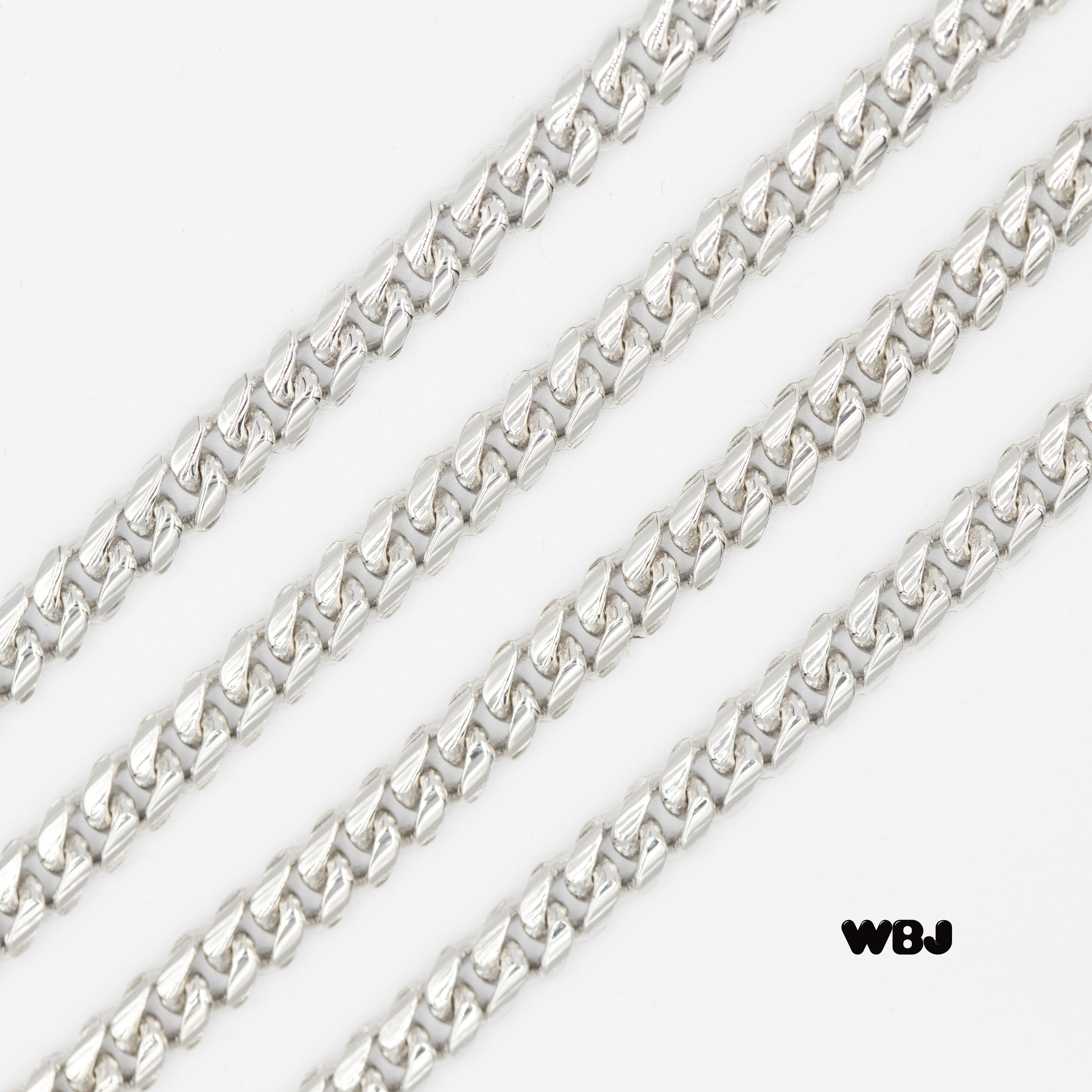 WBJ定制珠宝 5mm古巴链 925银 纯银古巴链 迈阿密古巴链 cuba-Taobao