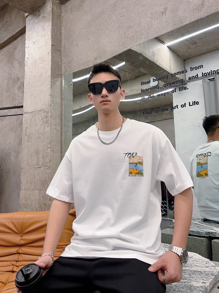 倉石一樹潮牌短袖T恤男ins圓領布貼印花休閒青年春夏新款流行半袖-Taobao