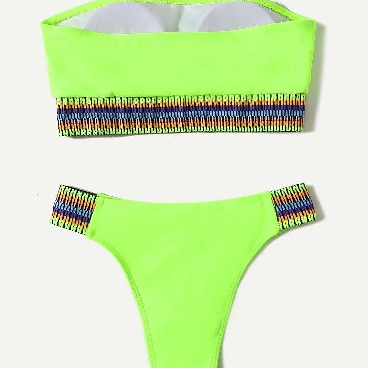 [USD 17.19] 2021 New chest wiping fluorescent bikini European and ...