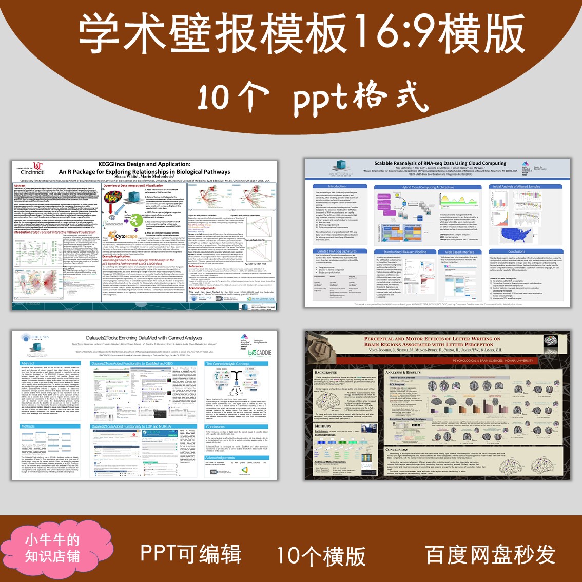 学术海报壁报模板poster会议墙报16:9横版10个PPT格式可编辑 英文