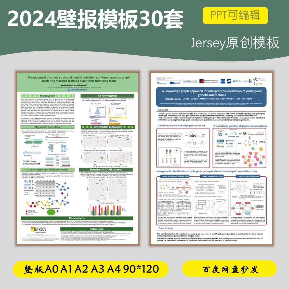 学术会议海报壁报墙报模板A0A1A2A3A4 90*120竖版30套海报poster