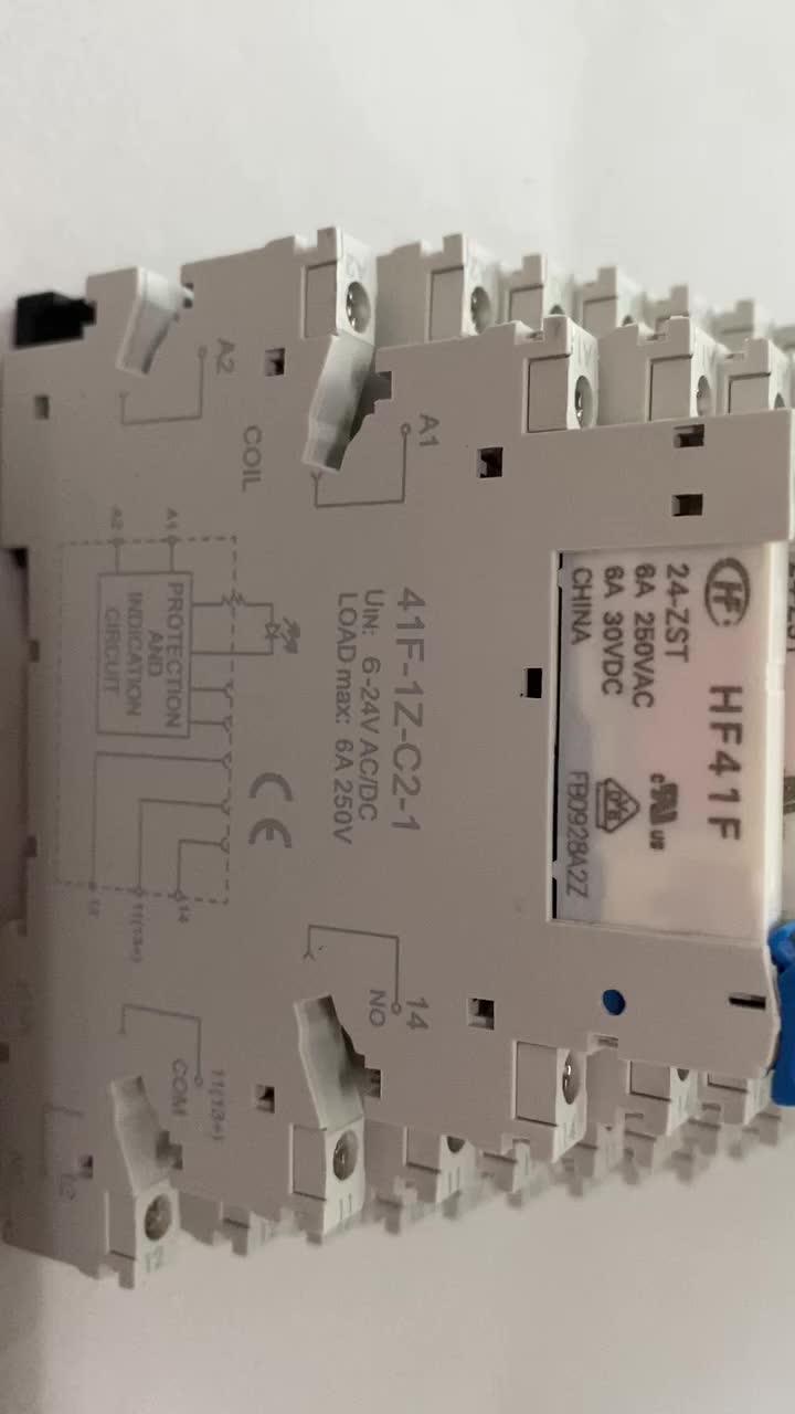 Hf41f 024-zs Relay Module With Socket 41f-1z-c2-1 Din-rail 6a Contact ...