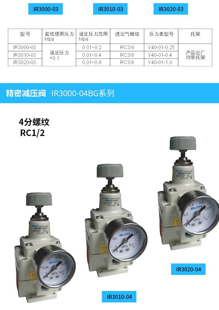 SMC type Bailing pneumatic precision pressure reducing valve IR1000-01/IR1010-01/IR1020-01BG ...
