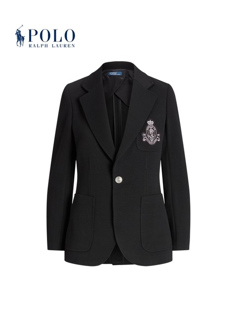 Ralph Lauren/Ralph Lauren women's classic slim fit logo patch blazer ...