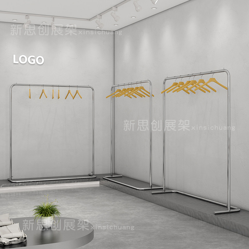 服装展示架新趋势：不锈钢落地挂衣架，直播间陈列架的时尚革命！-衣帽架-淘宝百科网