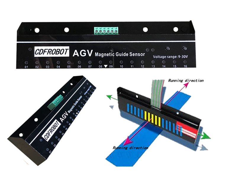 AGV16位磁导航传感器小车送餐机器人NS两用串口输出CCF-NS16-46-阿里巴巴