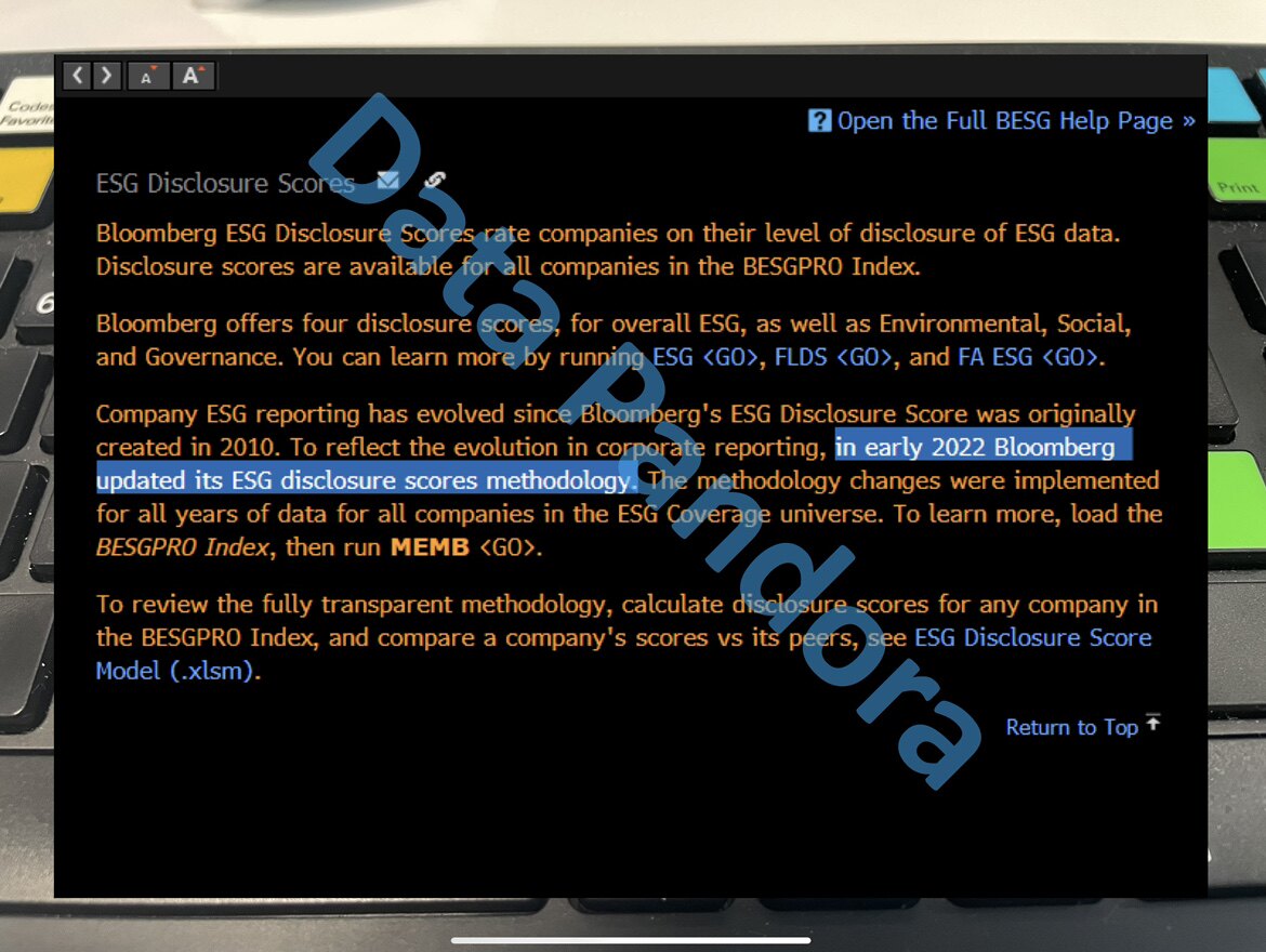 Bloomberg ESG Disclosure Score 彭博ESG披露评分