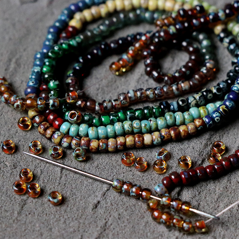 3mm lucky rice beads, 18 colors picasso tone vintage glass beads for ...