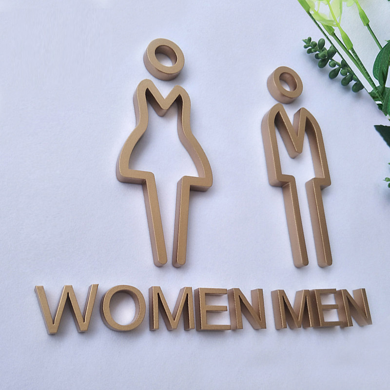 Men's and women's restrooms three-dimensional door number toilet prompt ...