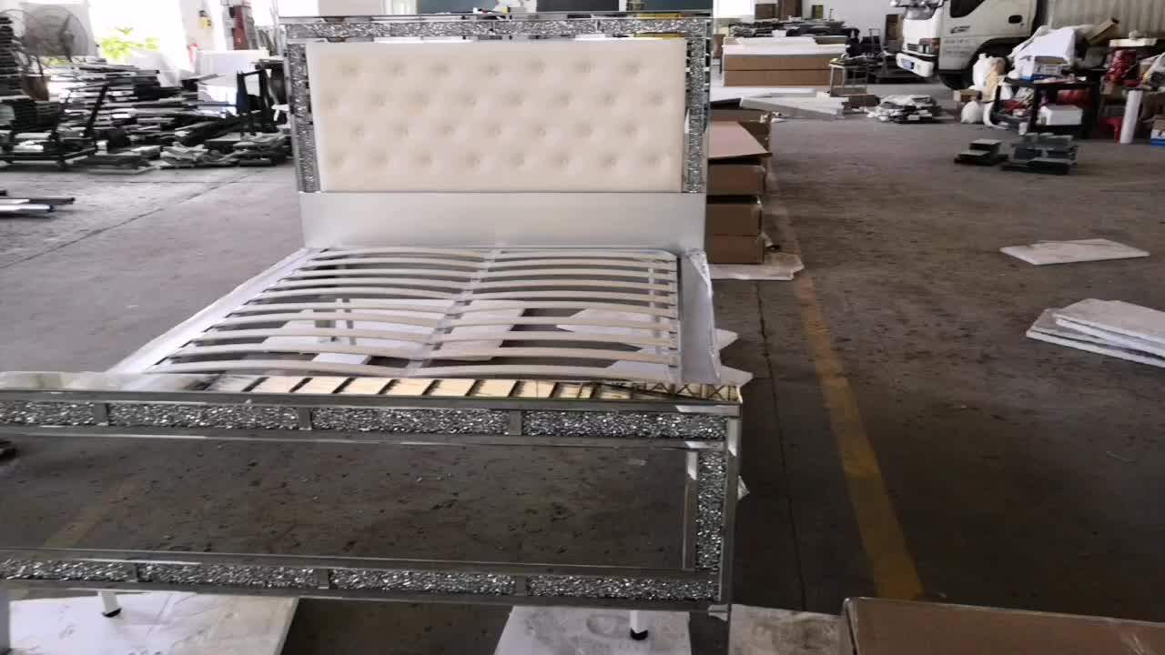 Modern Luxury Bedroom Furniture Queen/king Size Bed Sparkly Crushed ...