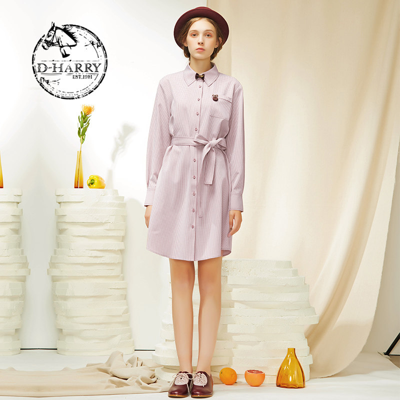 D-HARRY Di Harry spring girl British sweet plaid waist long-sleeved ...