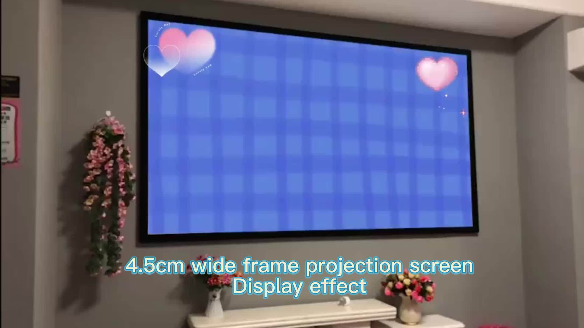 New Listing Wall Gray 60 72 84 100 120 150 Inch 16:9 Wide Frame 4.5cm ...