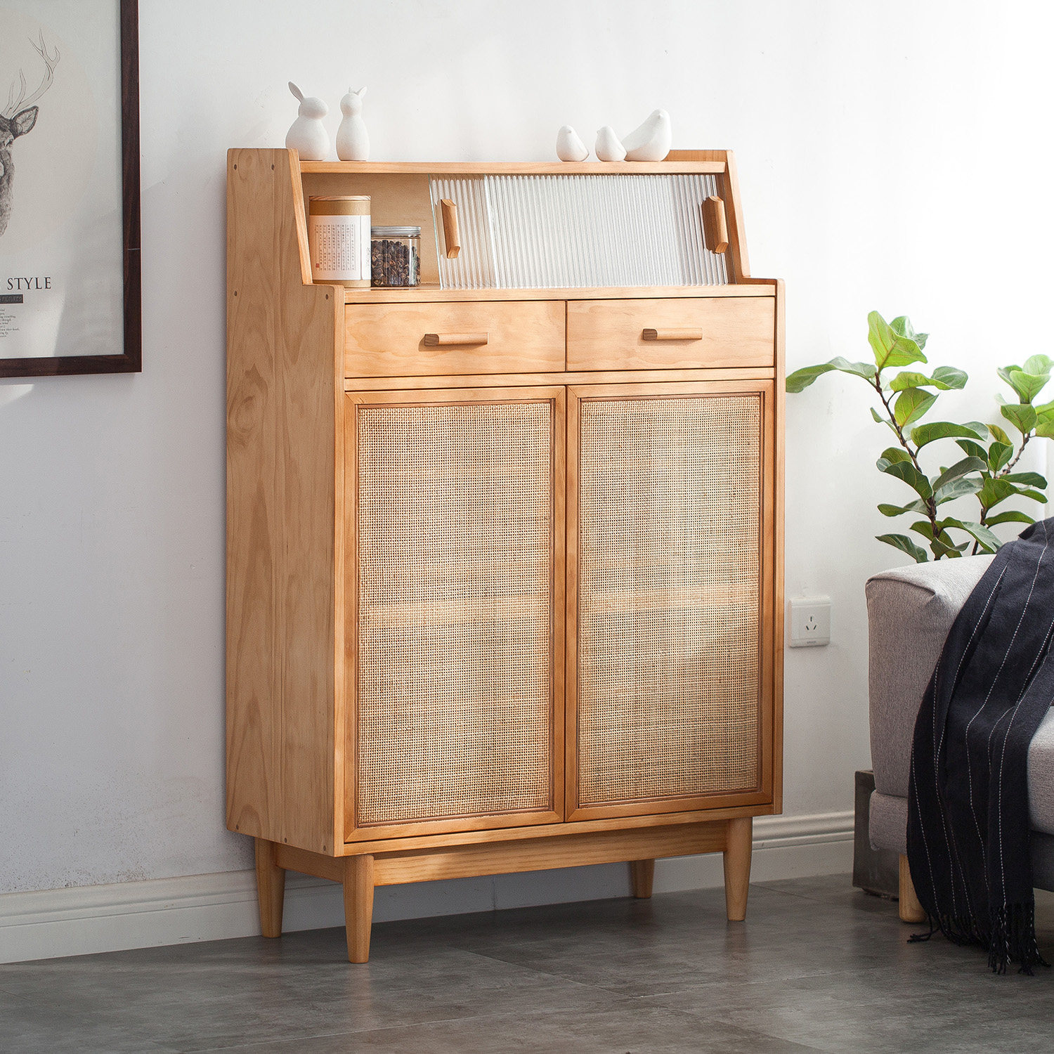 [USD 298.57] Shiatsu shoe cabinet Japanese-style storage cabinet ...