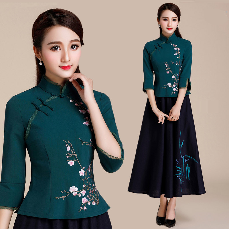 [USD 50.48] Spring and Summer New Chinese mother-in-law's banner robe ...