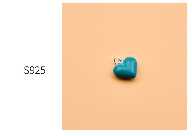 925纯银 滴胶心形吊坠项链 七夕情人节礼物饰品diy配件材料-阿里巴巴