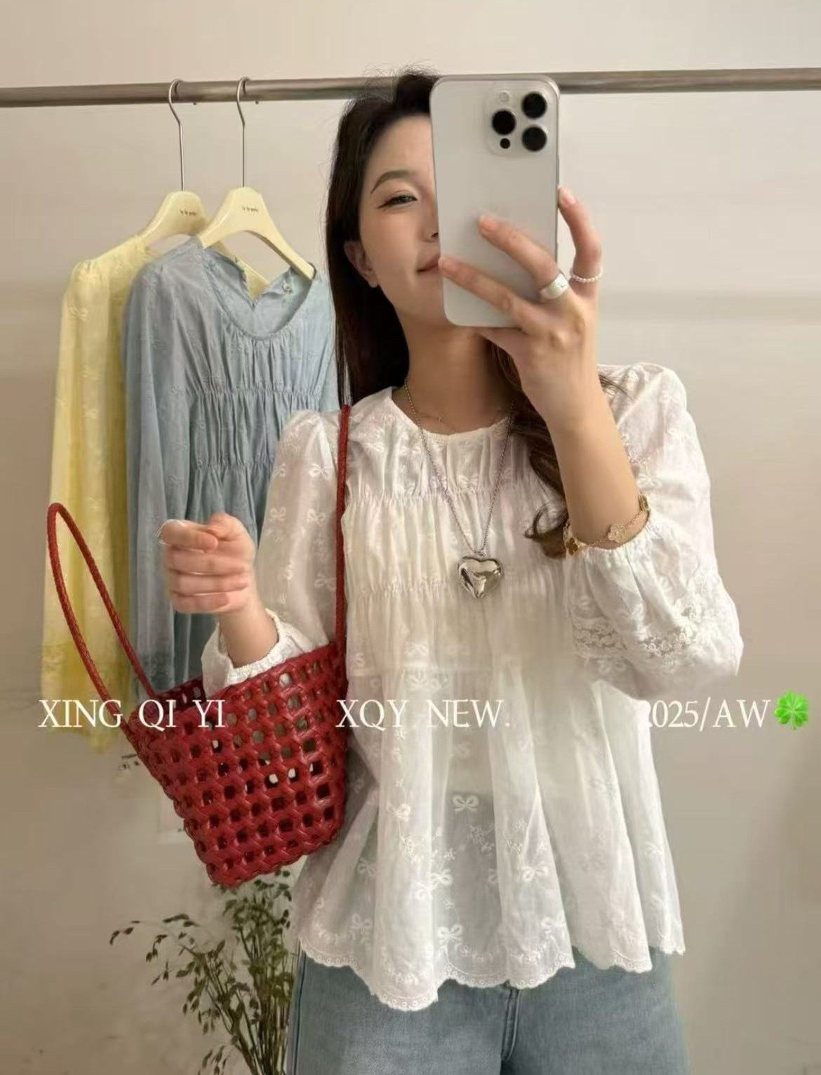 3.27子涵精选miss刺绣蝴蝶结衬衫女3029胸围108长60-Taobao