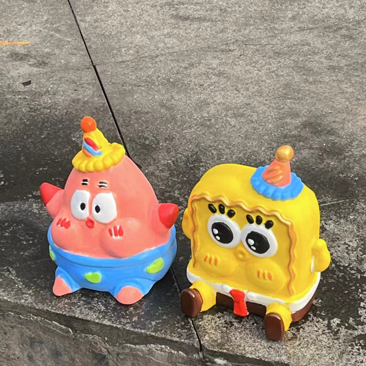 3D立體派大星海綿寶寶石膏娃娃塗色白胚幼兒園兒童diy彩繪塗鴉-Taobao