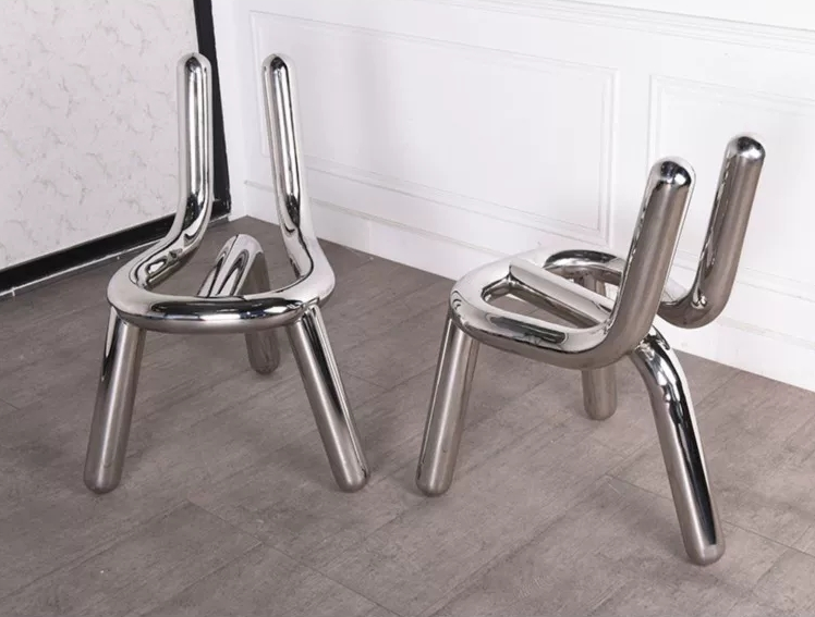[USD 440.00] Nordic modern simple steel pipe splicing shape chair glass ...