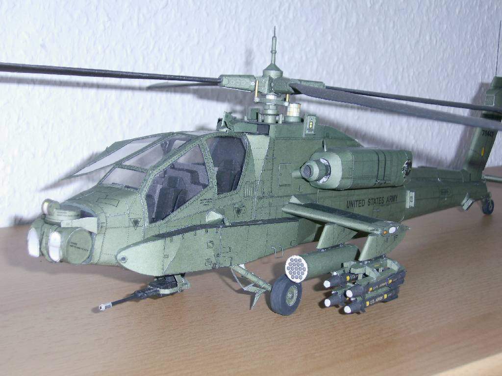 Paper model printing drawings MA version Boeing AH-64A Apache gunship