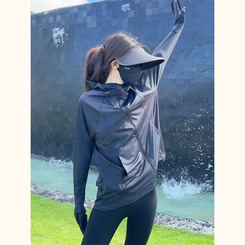 Black ice silk sun protection clothing women's summer lightweight ...