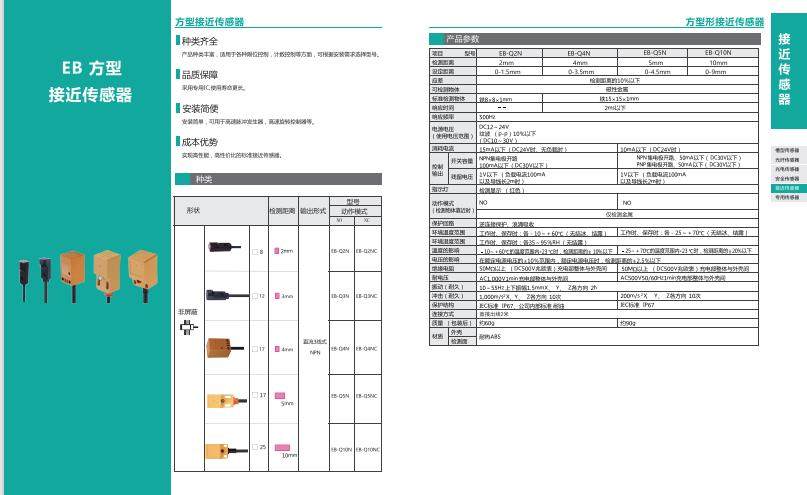MOTEE摩特方形接近感測器 EB-Q2N EB-Q3N EB-Q4N EB-Q5N EB-Q10N