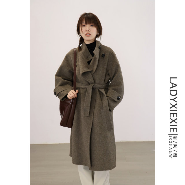 Ladyxiexie French lazy design sense Albaka double -sided cashmere coat ...