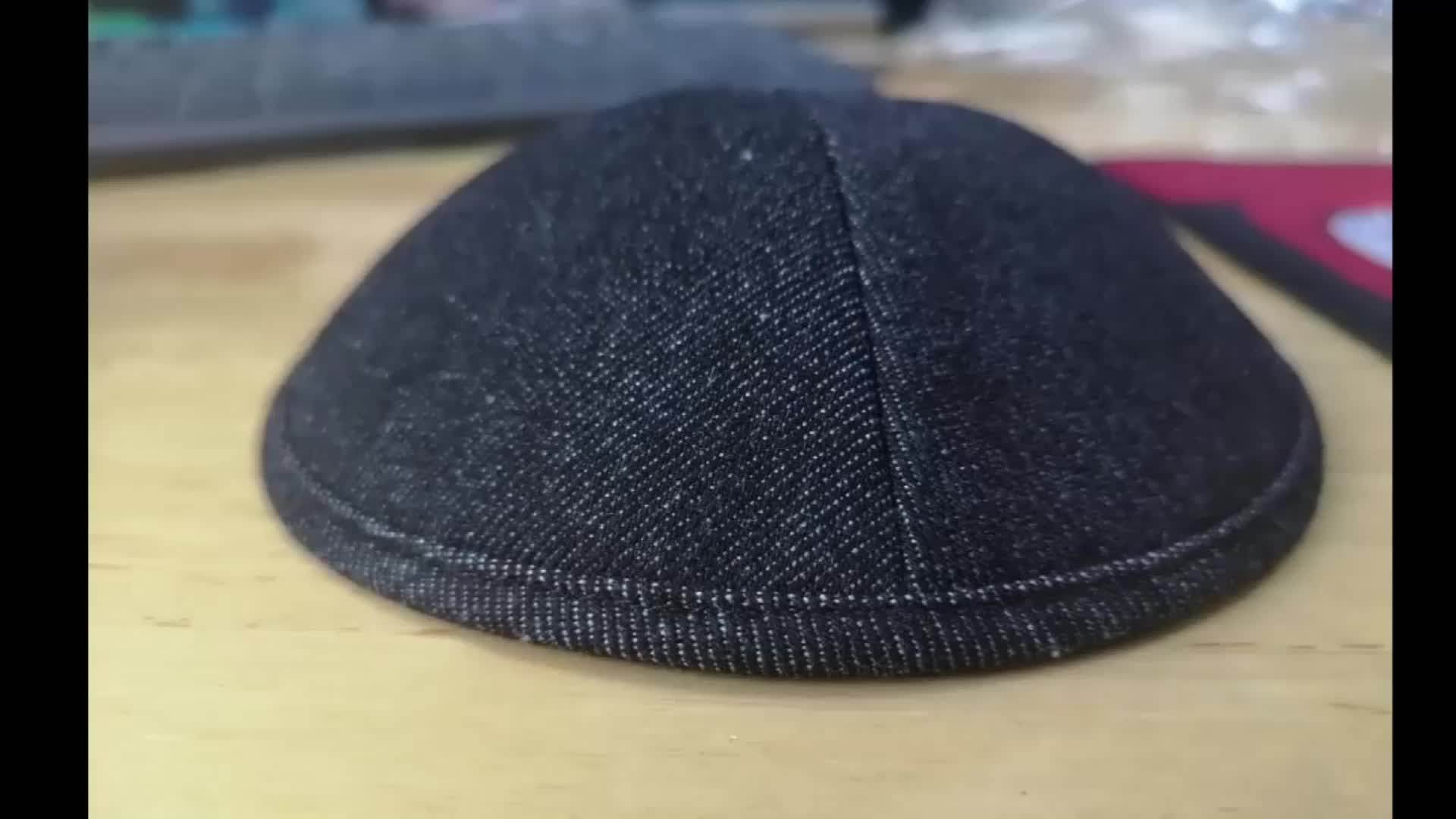 Jewish Muslim Velvet Suede Custom Embroidery Logo Yamulka Kippah Topper ...