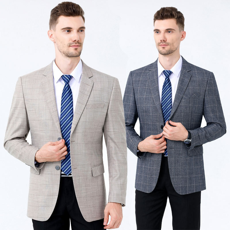 Spring and autumn thin middle-aged men's wool suit loose large size ...
