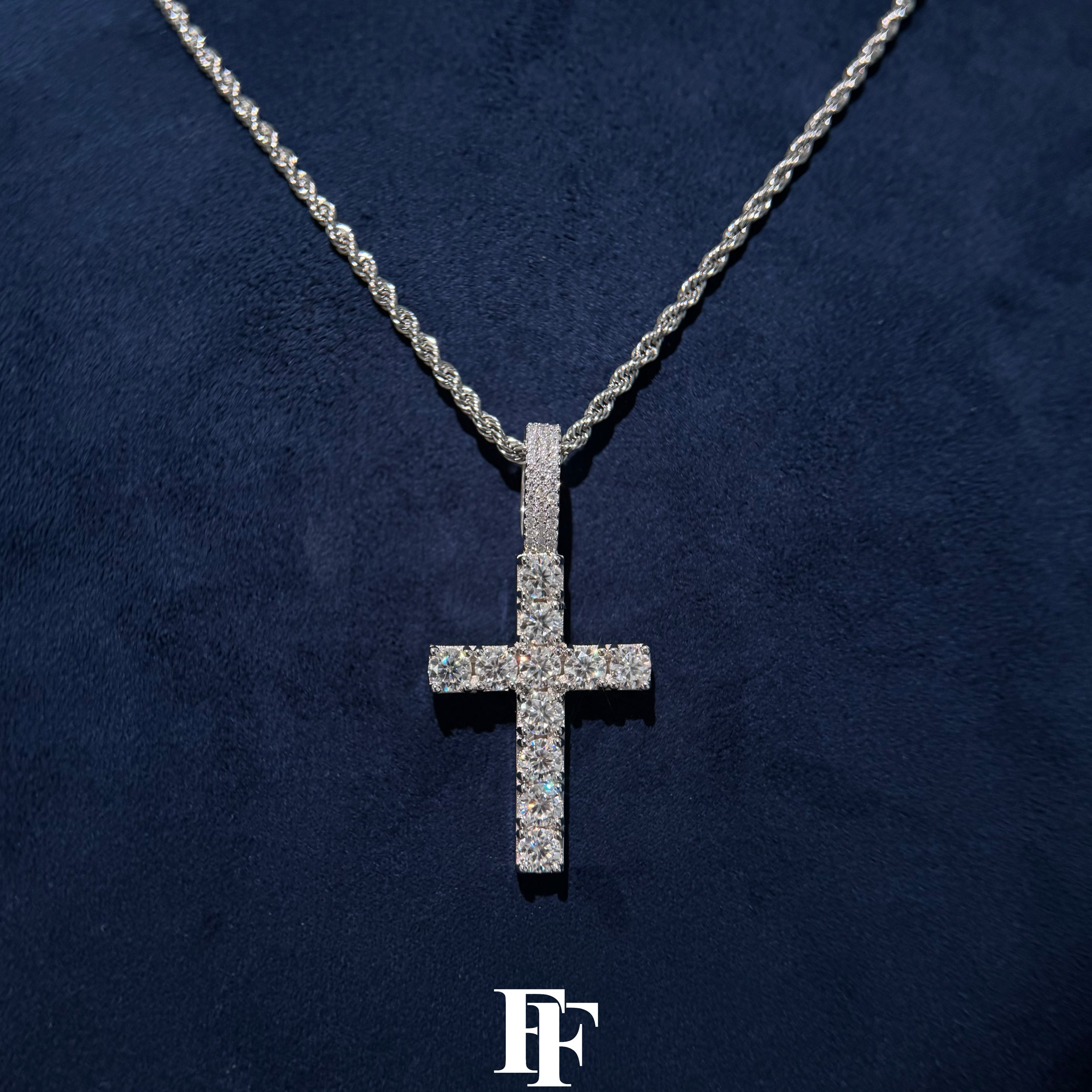 Fac full diamond cross pendant, reversible design. crafted from solid ...