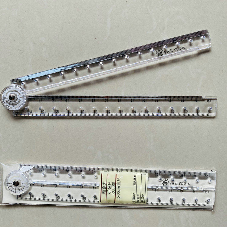 厂价直销创意亚克力透明可折叠尺直尺简约刻度塑料学生绘图尺子-阿里巴巴