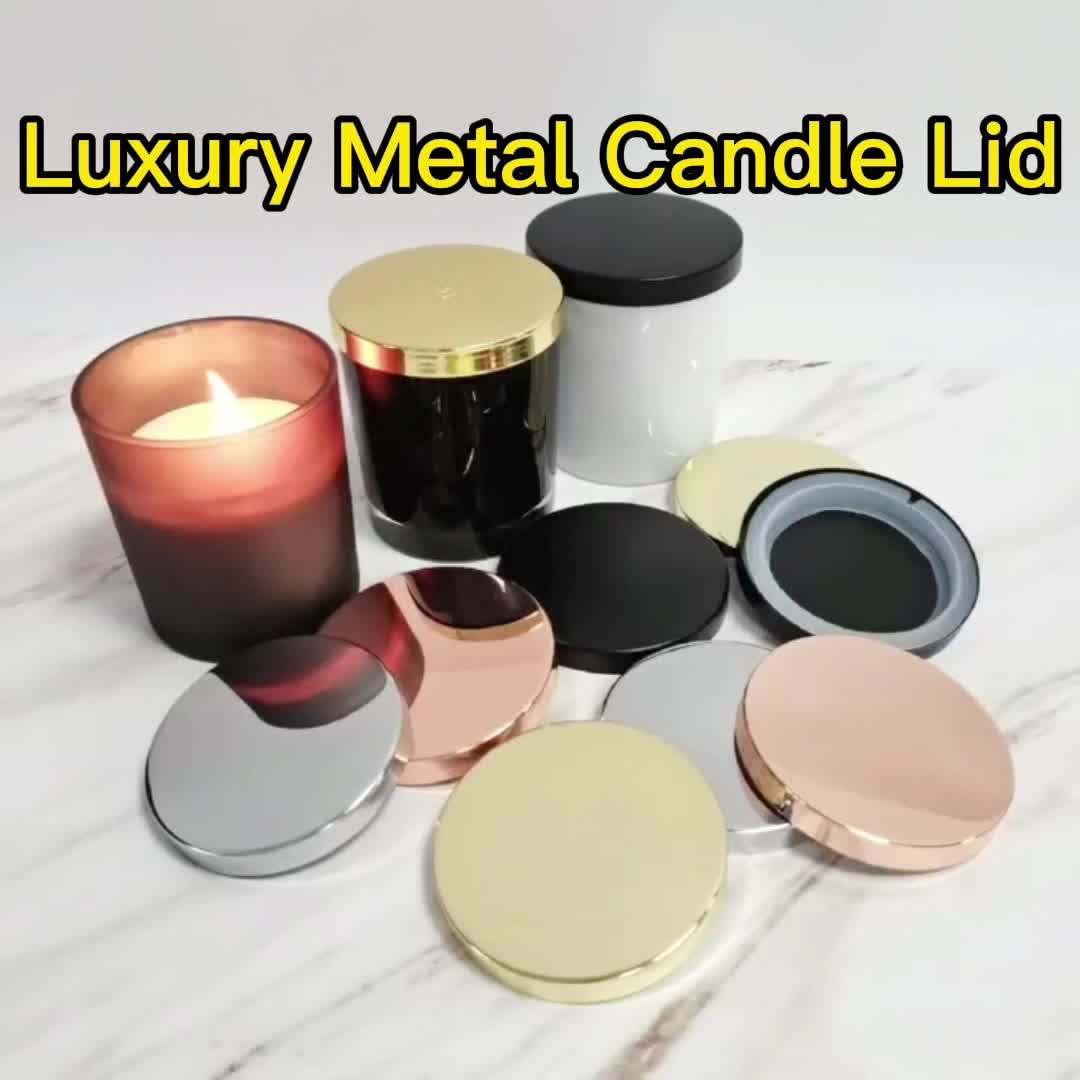 Luxury Metal Candle Lid Covers Custom Logo Shiny Gold Silver Black ...