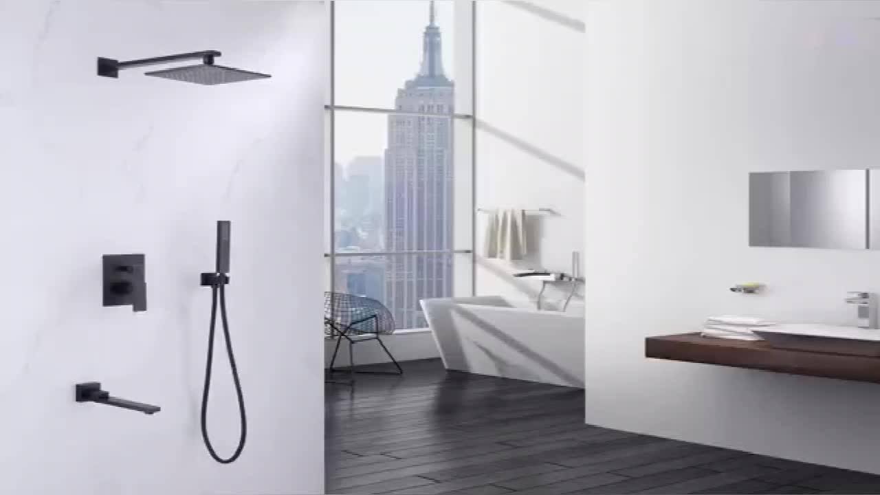 Matte Black 3 Way Concealed Shower Faucet Mixers Brass Valve Shower ...