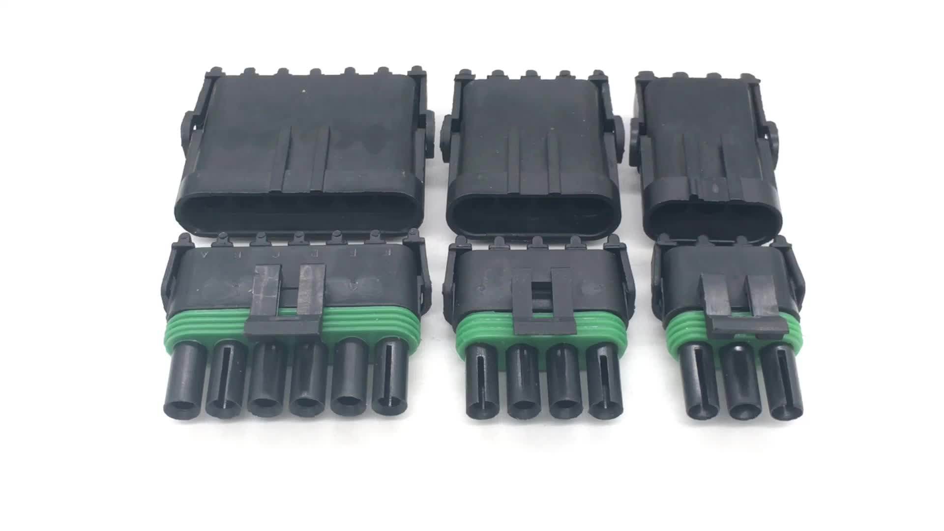 Delphi Packard Weatherpack 3 Pin Black Female Waterproof Electrical ...