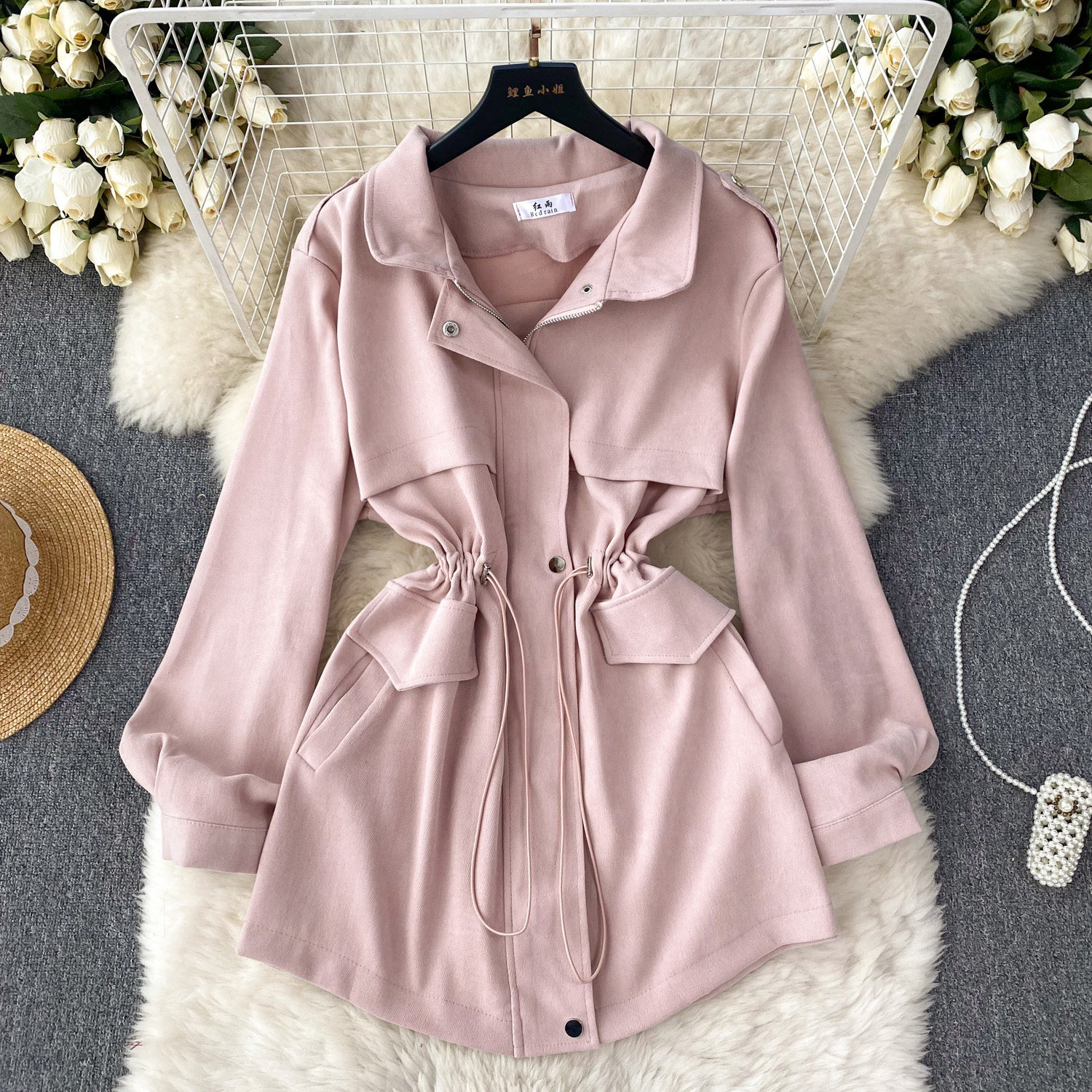 Winter Full Sleeve Notched Collar Casual Jacket Women Solid Short ...