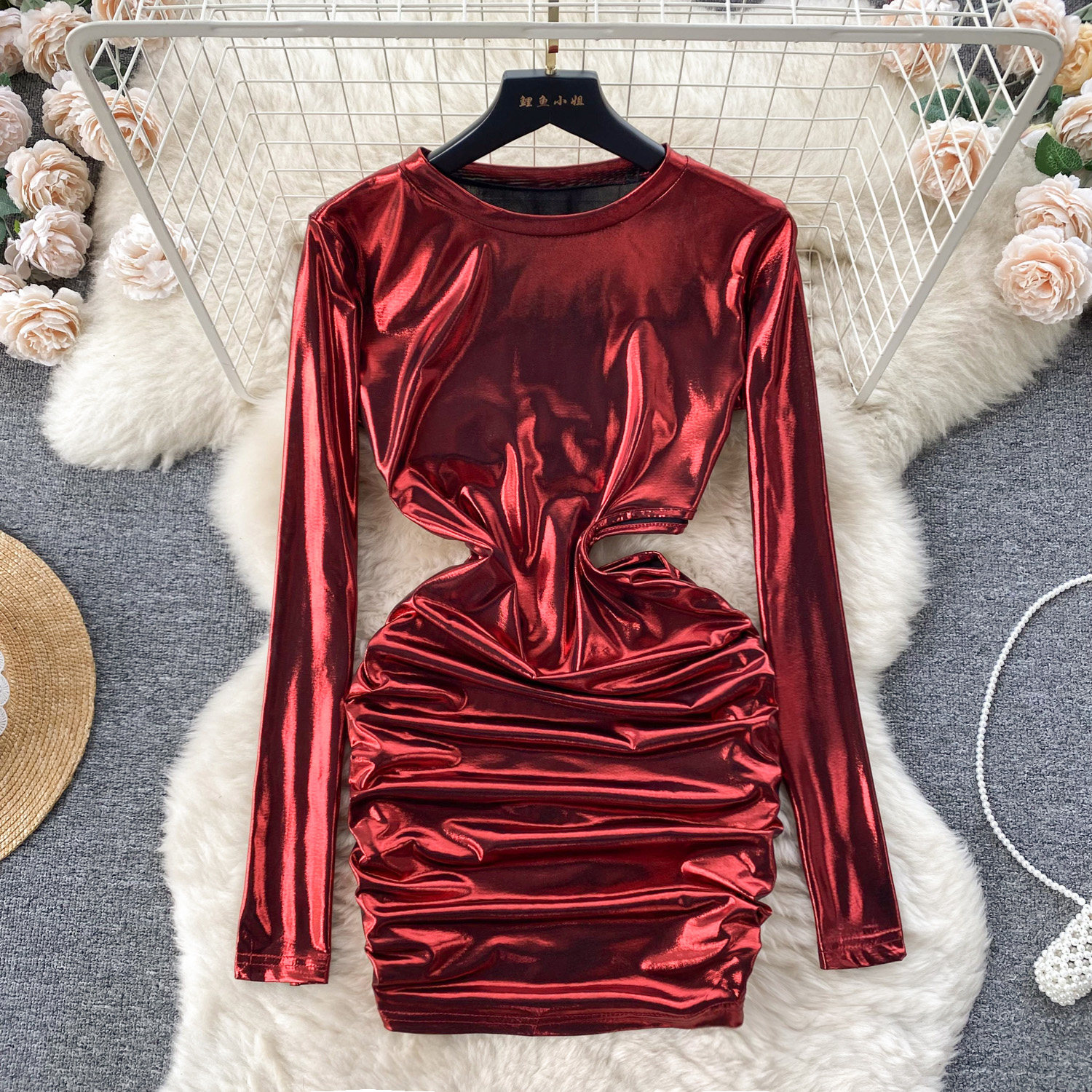 Autumn Sexy Hip Dress For Women Long Sleeve Hollow Out Lace Dresses ...