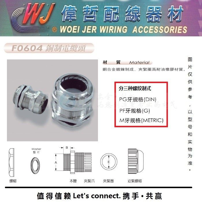 JM-16 JM-20 JM-25K JM-32 JM-40上海品哲台湾伟哲金属铜镀镍接头